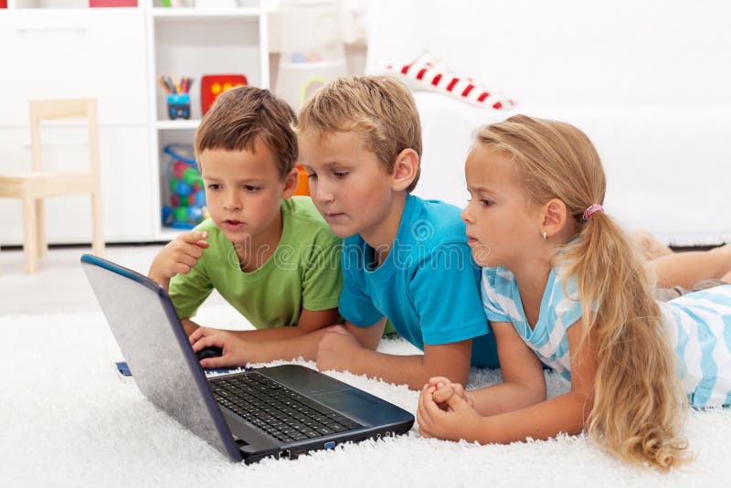 Children Study with a Laptop Stock Photo - Image of cheer, girls: 1789730