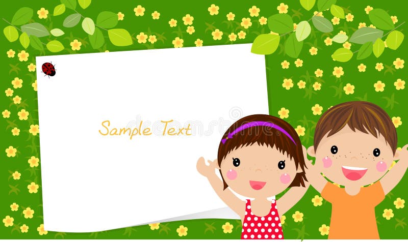 Happy Kids Rectangular Frame Stock Vector - Illustration of butterfly ...