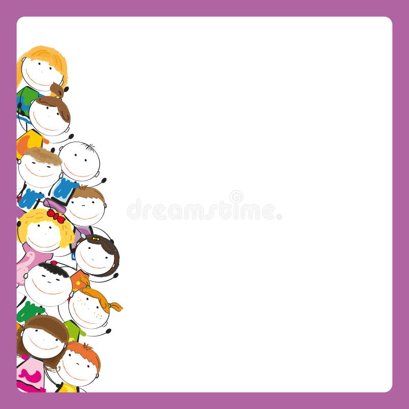 Cute Cartoon Kids and School Bus Frame Stock Vector - Illustration of ...