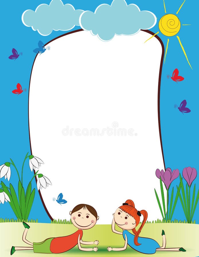 Cute cartoon kids frame stock vector. Illustration of cheerful - 23948256