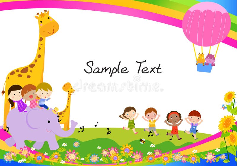 Kids and frame stock vector. Illustration of happy, girl - 58728279