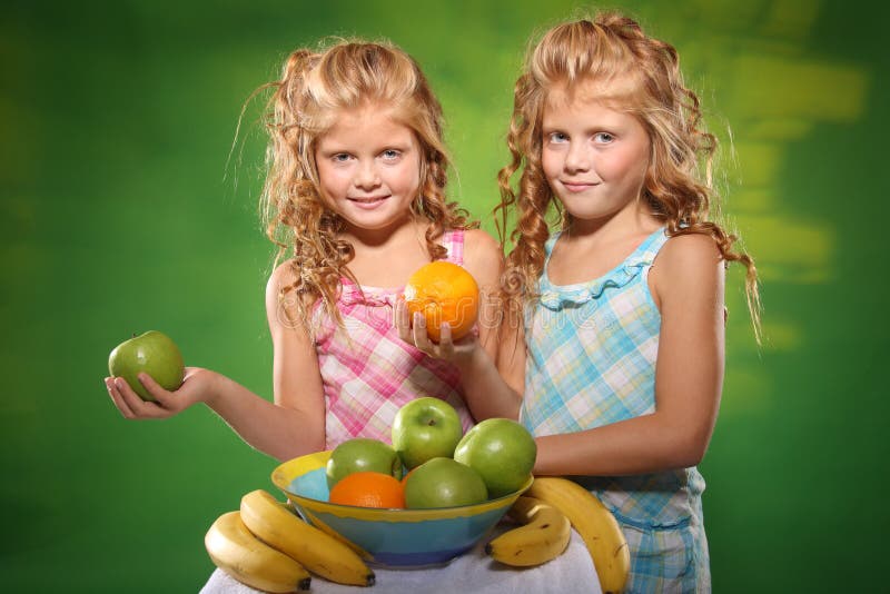 Happy children with fruits stock image. Image of children - 35736533