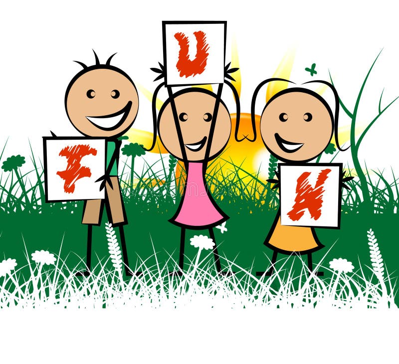 Enjoy Kids Shows Cheerful Toddlers and Childhood Stock Illustration ...