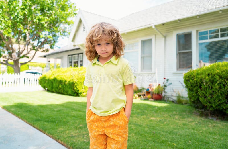Kids Funny Face. Expression on Smart Face Thinking Serious. Stock Image ...