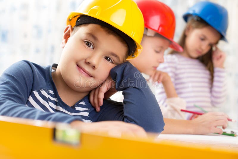 Kids future engineers stock image. Image of girl, engineers - 61556055