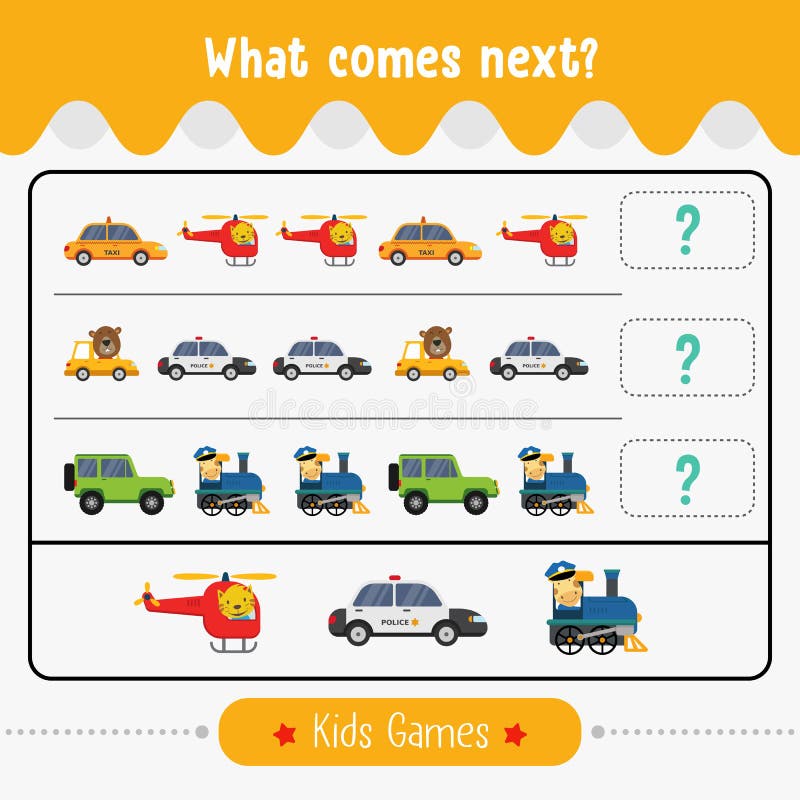 What Comes Next Educational Activity Game for Preschool Children Vector ...