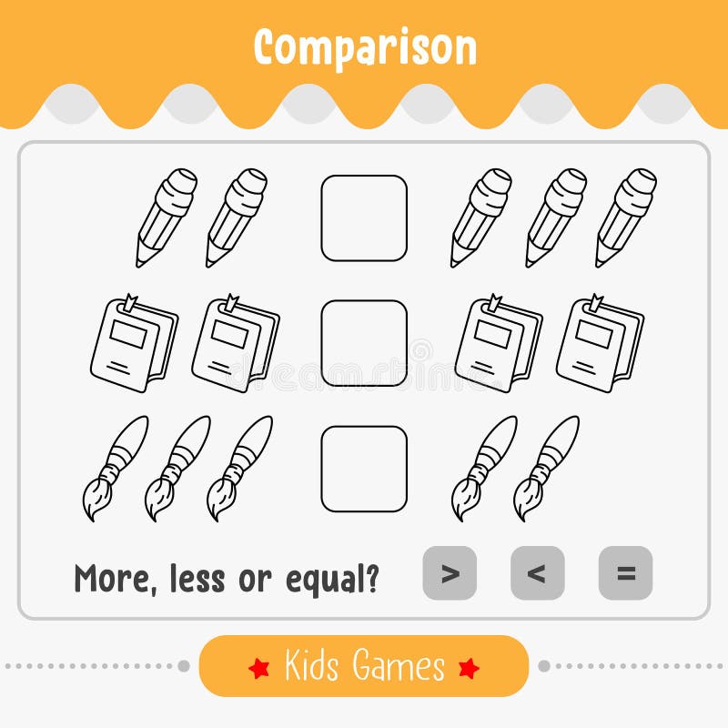 Math Game Comparison of Number for Kids More, less or Equal Math Game ...