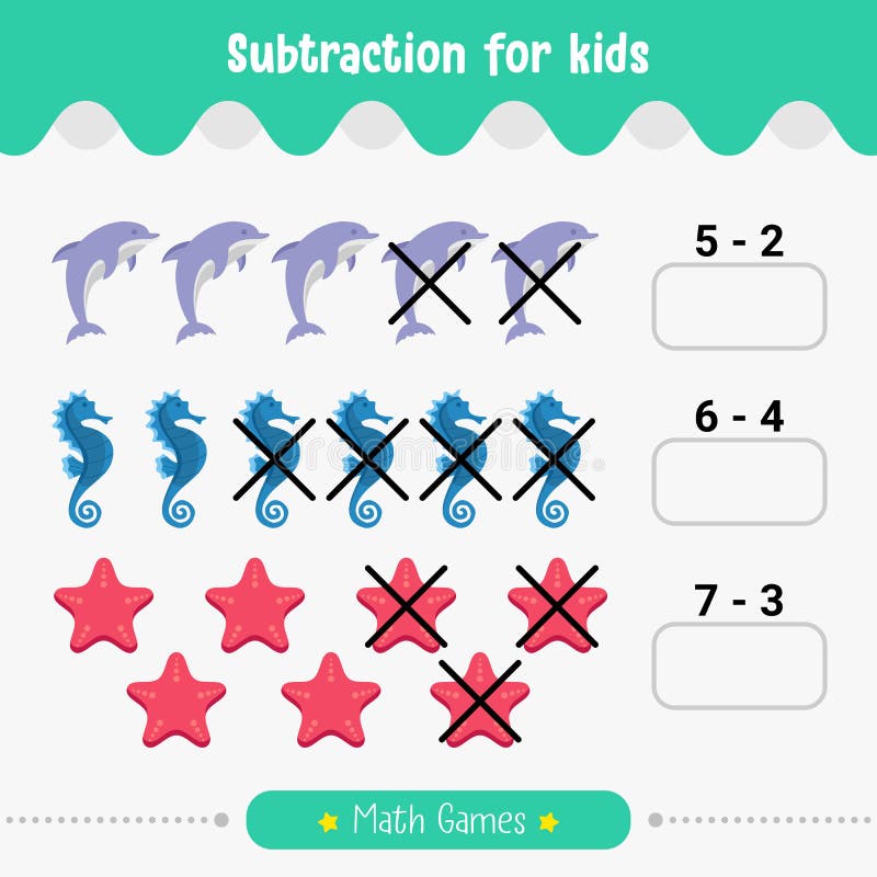 Educational Math Children Game Subtraction for Kids Math Worksheet ...
