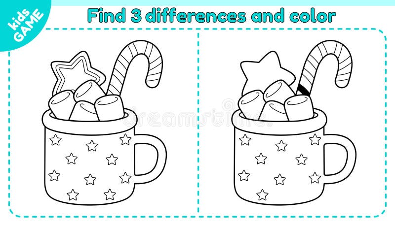 Kids Game Find Differences and Color Holiday Mug Stock Vector ...