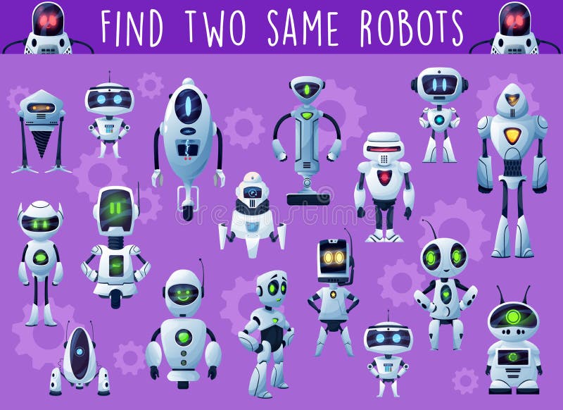 Kids Educational Game with Cartoon Robots, Droids Stock Vector ...