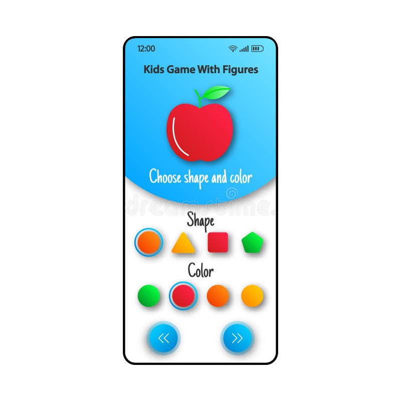 Kids Game Smartphone Interface Vector Template. Mobile App Page White ...