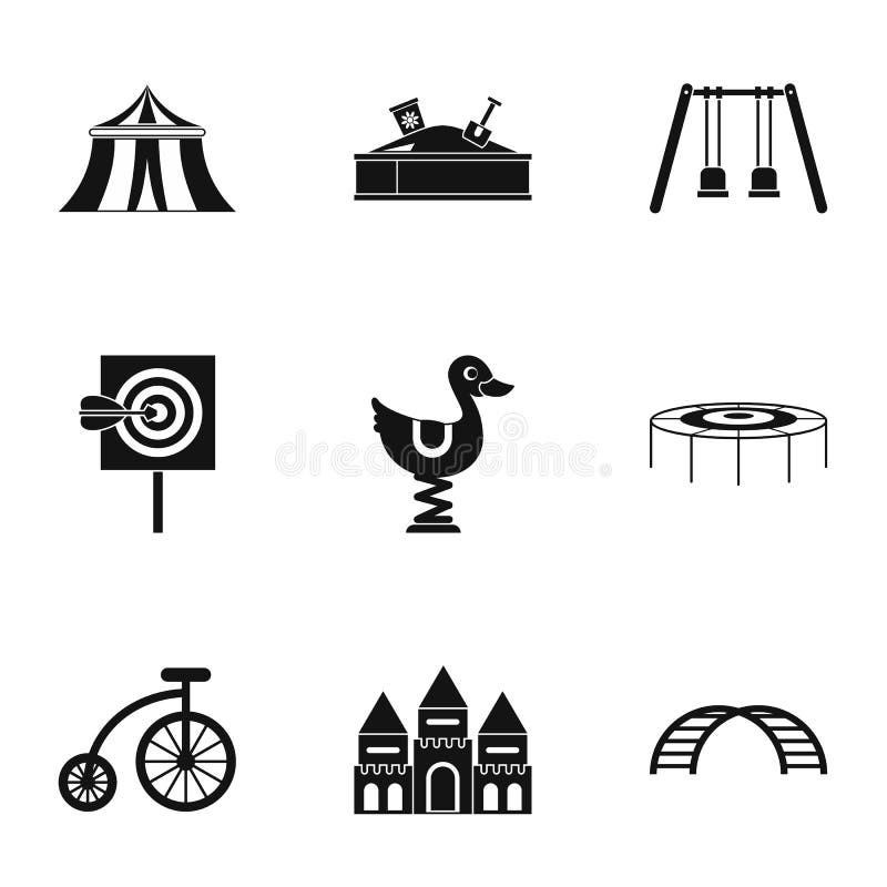 Kids Games Icons Set, Simple Style Stock Vector - Illustration of ...