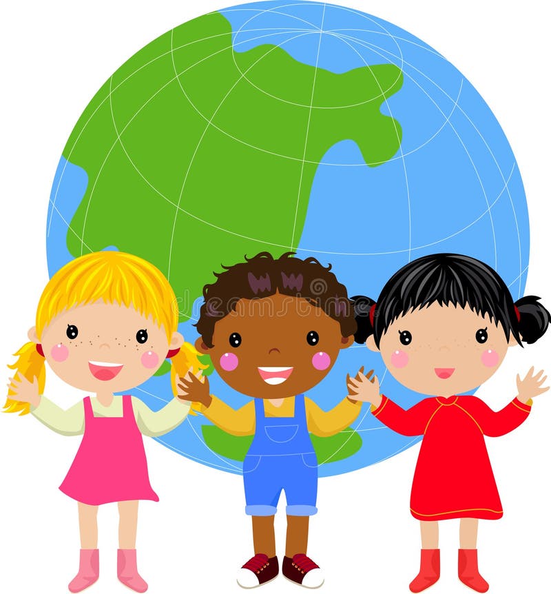 Kids and globe stock vector. Illustration of group, connection - 35297051