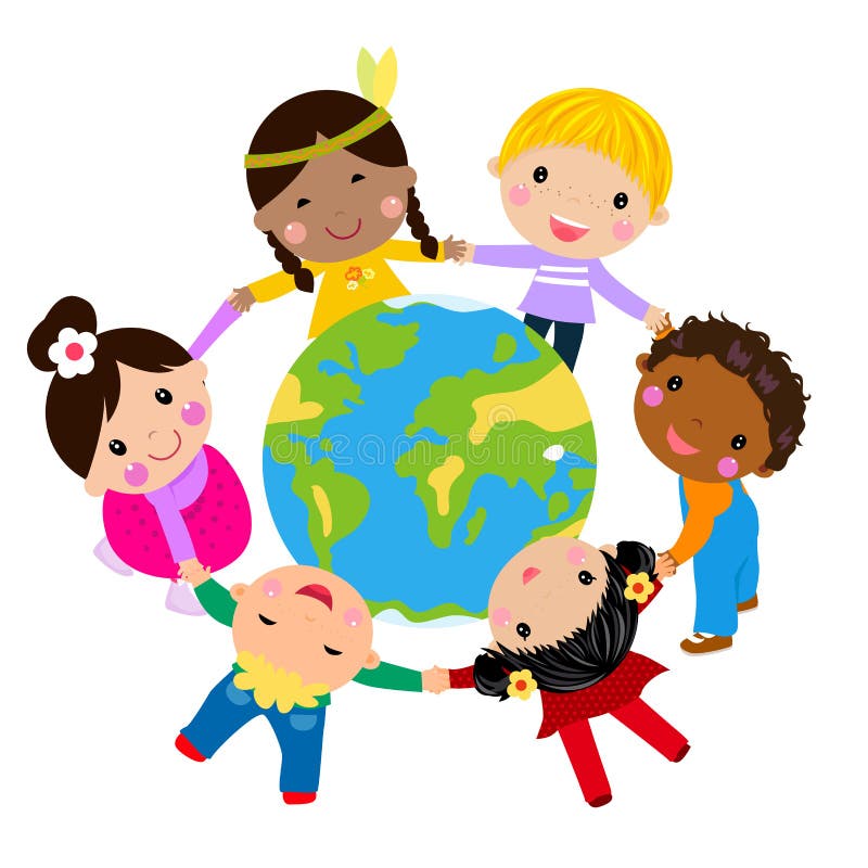 Kids and globe stock vector. Illustration of group, connection - 35297051