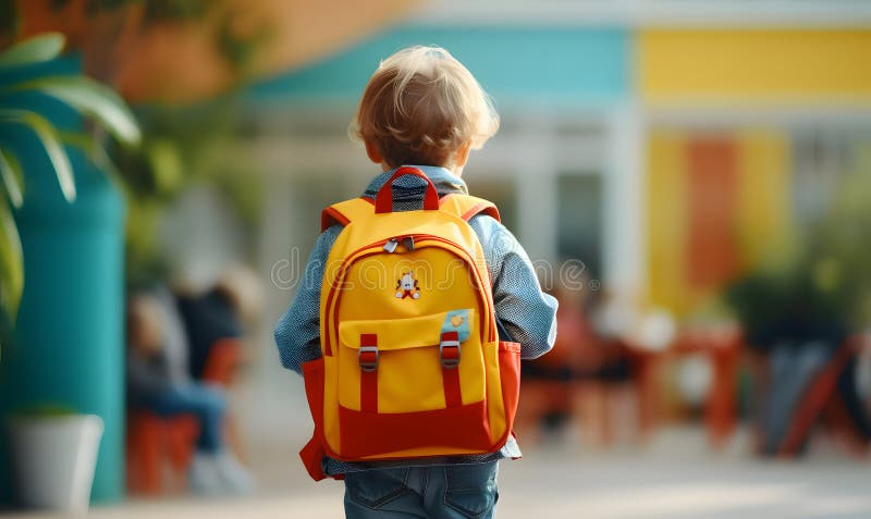 Kids Going Back To School in a Happy Colorful Classroom Stock ...
