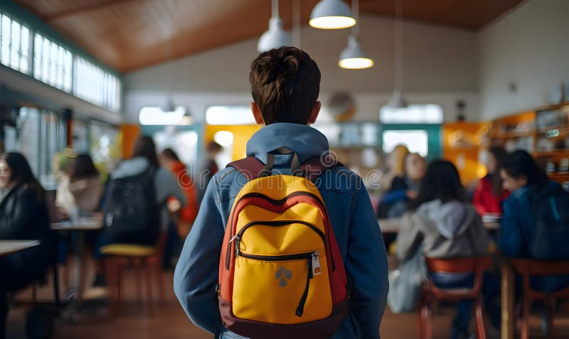 Kids Going Back To School in a Happy Colorful Classroom Stock ...