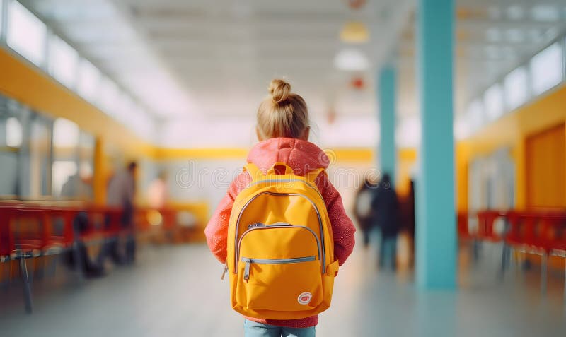 Kids Going Back To School in a Happy Colorful Classroom Stock ...