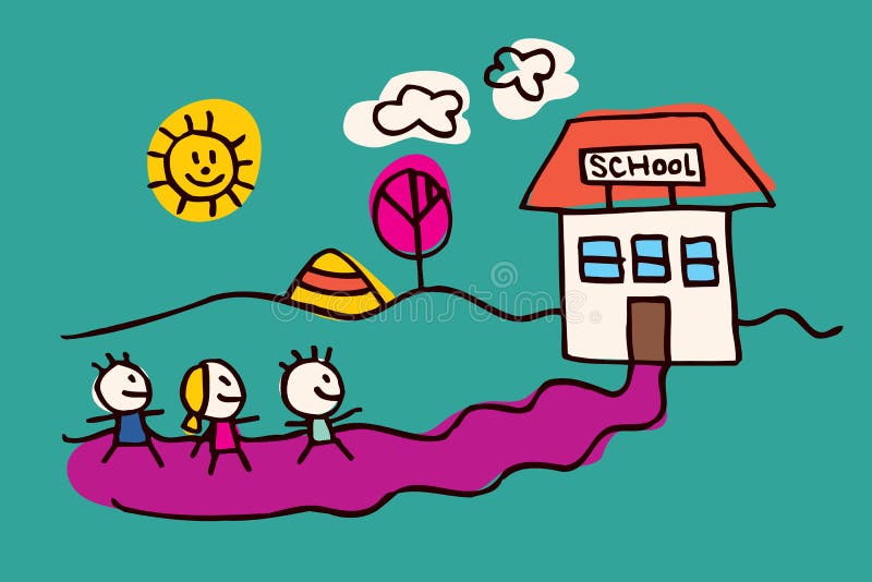 Children Going To School Drawing Stock Illustrations – 932 Children ...