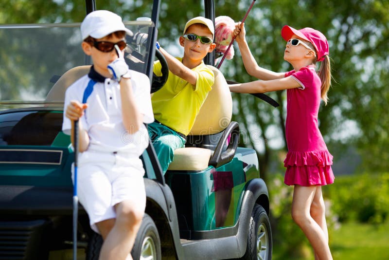 Kids golf competition stock image. Image of iron, people - 58226185