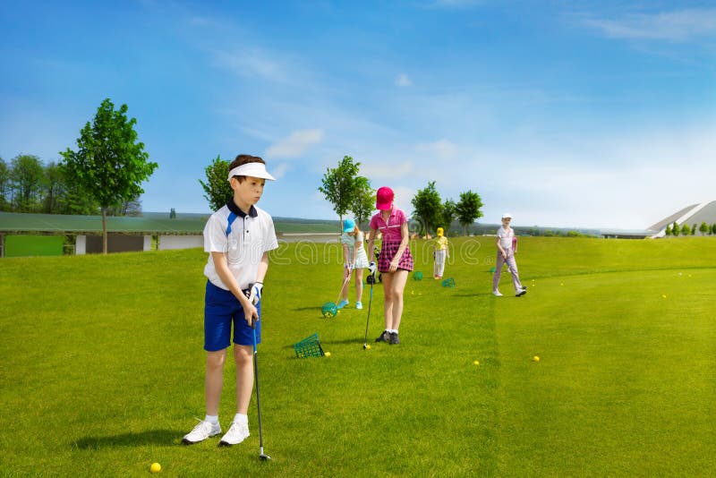 Kids golf school stock image. Image of playing, golf - 69265873