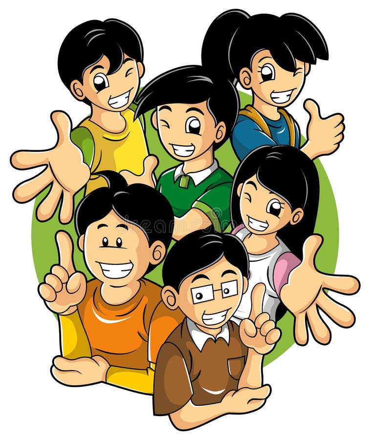 Kids with good attitude stock illustration. Illustration of colorful ...