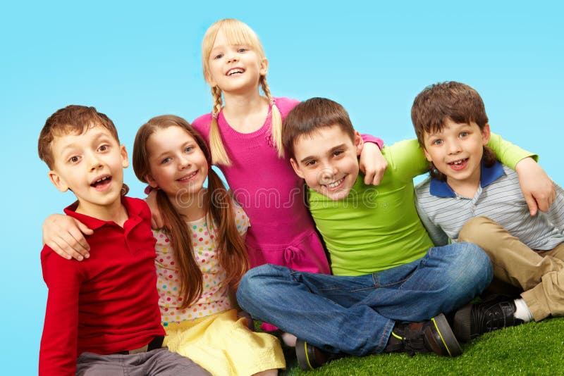 Kids on grass stock photo. Image of caucasian, lifestyle - 16129618