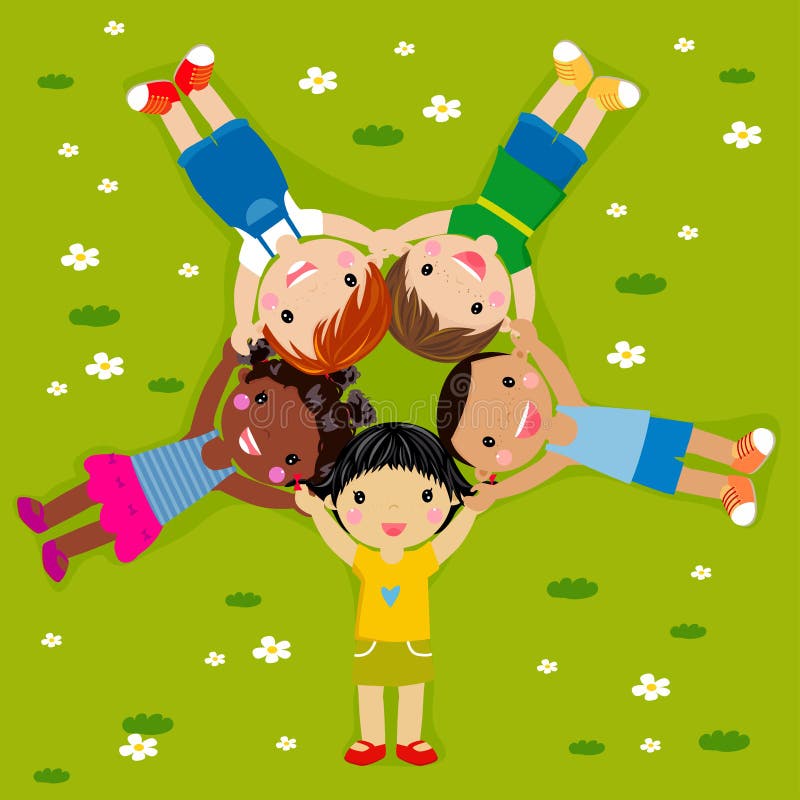 Kids on Grass stock vector. Illustration of children - 18490091