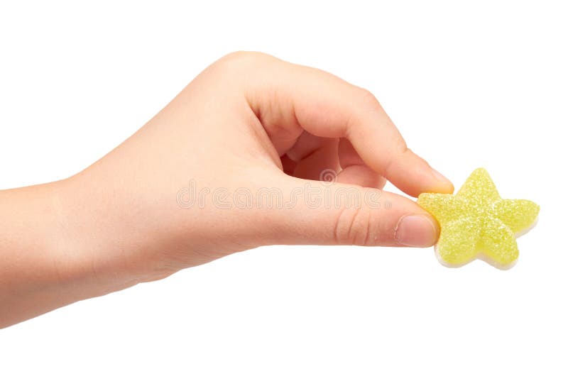 Kids Hand with Colored Star Shape Candy, Sugar Lollipop Stock Photo ...