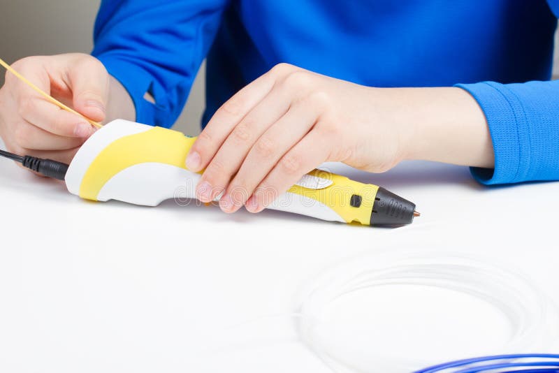 Kids Hand with 3d Printing Pen. Stock Image - Image of abstract ...