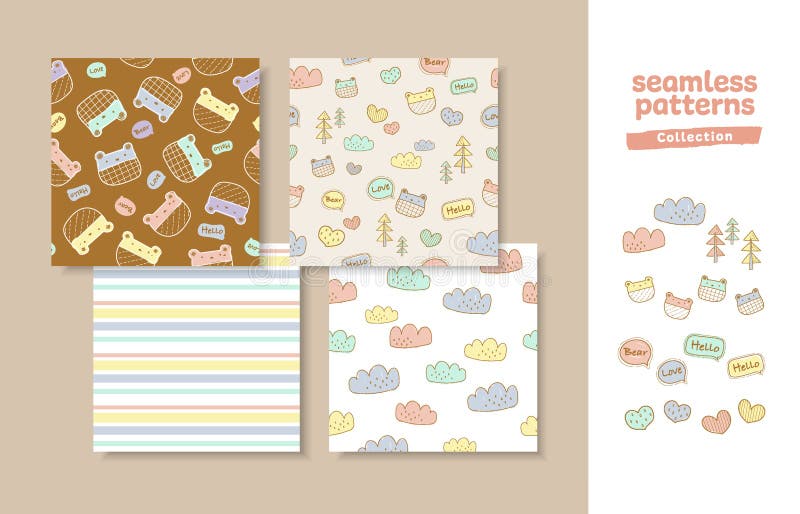 Kids Hand Drawn Decorative Seamless Pattern. Stock Illustration ...