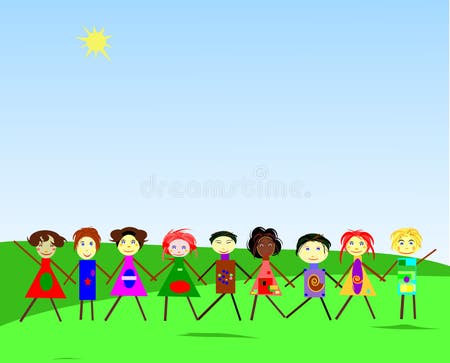 Kids hand in hand stock illustration. Illustration of noon - 1854176