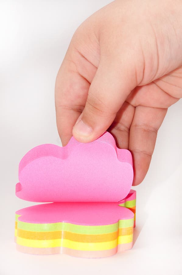 Kids Hand Holding Colorful Sticky Stickers Stock Image - Image of ...