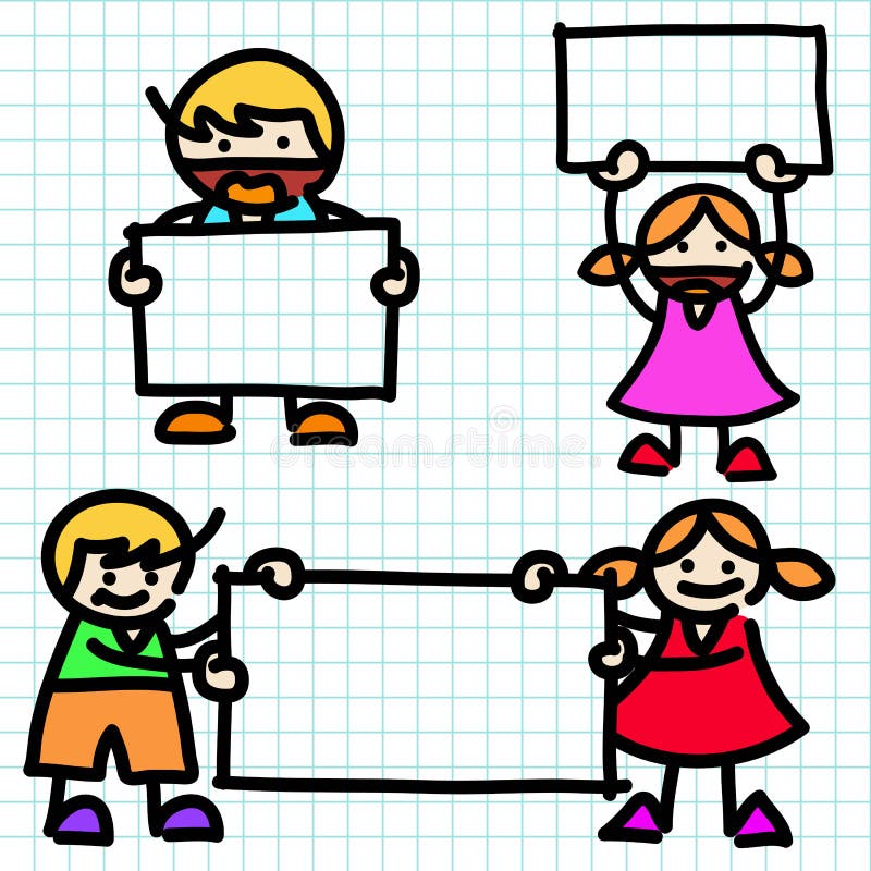 Kids Hand Writing Cartoon . Stock Vector - Illustration of blank, human ...