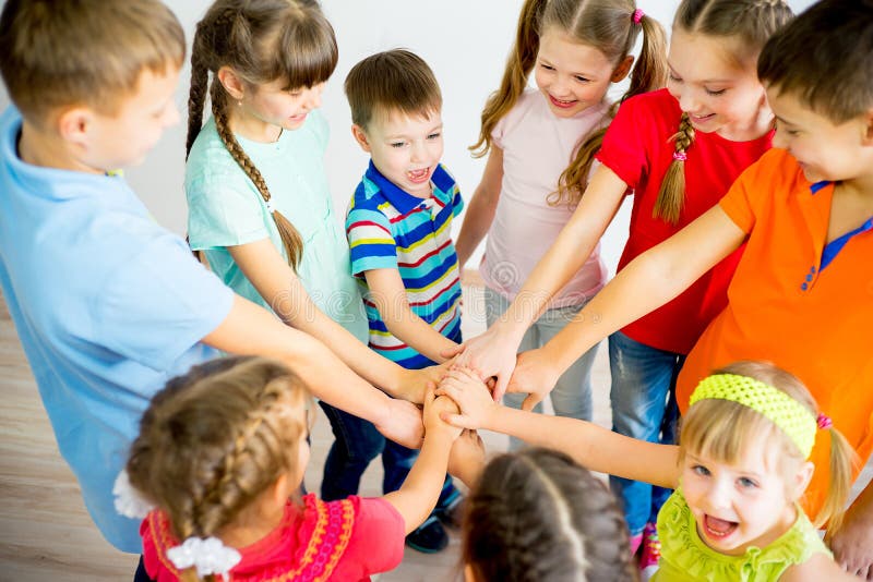 Kids hands together stock image. Image of teacher, child - 89580187