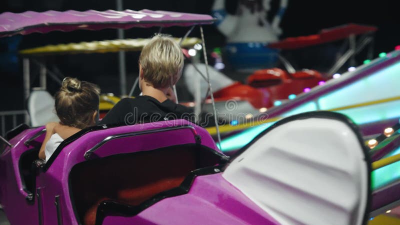 Kids Having Extreme Fun in Amusement Park Roller Coaster. Stock Footage ...
