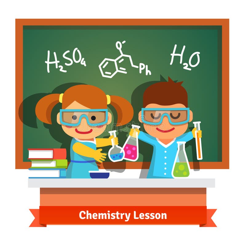 Kids Having Fun at Chemistry Lesson Stock Vector - Illustration of face ...