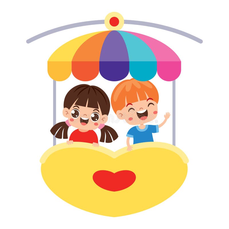 Kids Having Fun at Ferris Wheel Stock Illustration - Illustration of ...