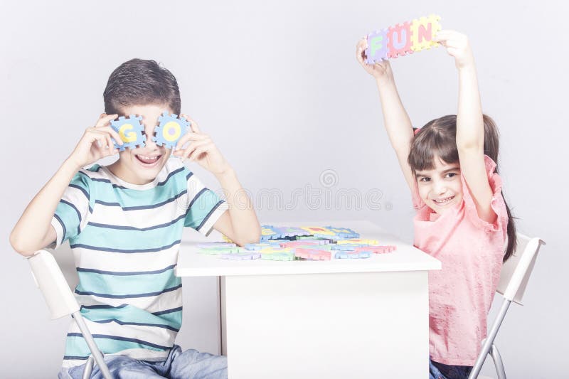 Kids Having Fun Learning English Stock Image - Image of connecting ...