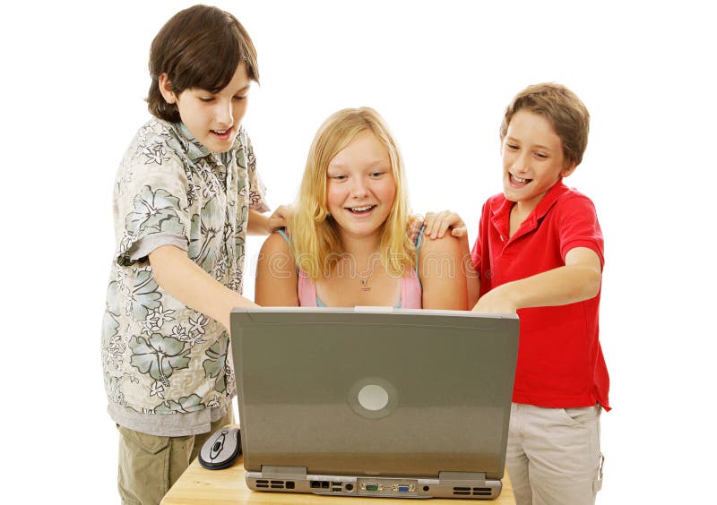 Kids Having Fun Online stock photo. Image of isolated - 6211566