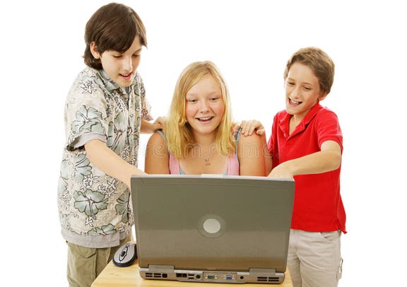 Kids Having Fun Online stock photo. Image of isolated - 6211566