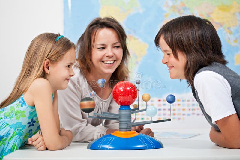 Kids Having Fun Studying the Solar System Stock Image - Image of enjoy ...