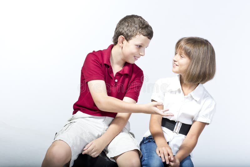 Kids are Having a Lively Conversation Stock Image - Image of talk ...