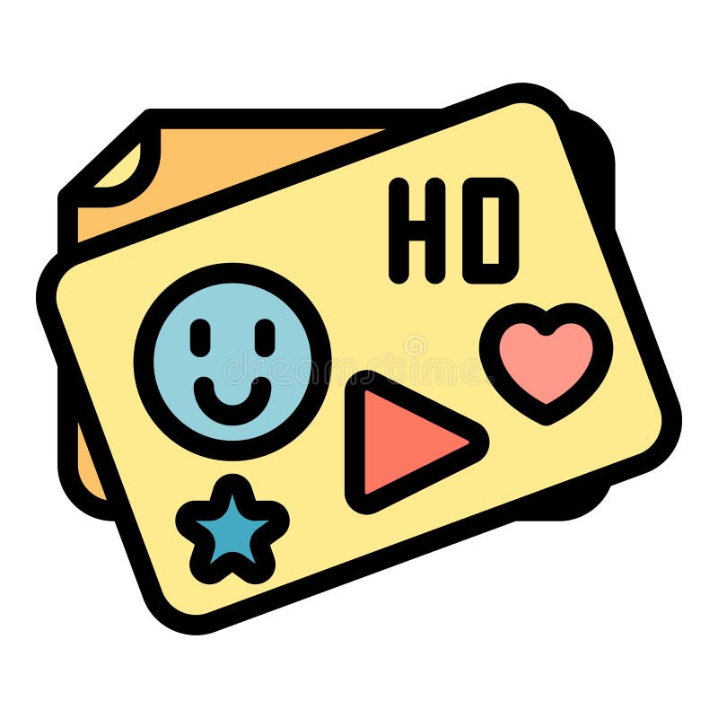 Kids Hd Stream Icon Color Outline Vector Stock Vector - Illustration of ...