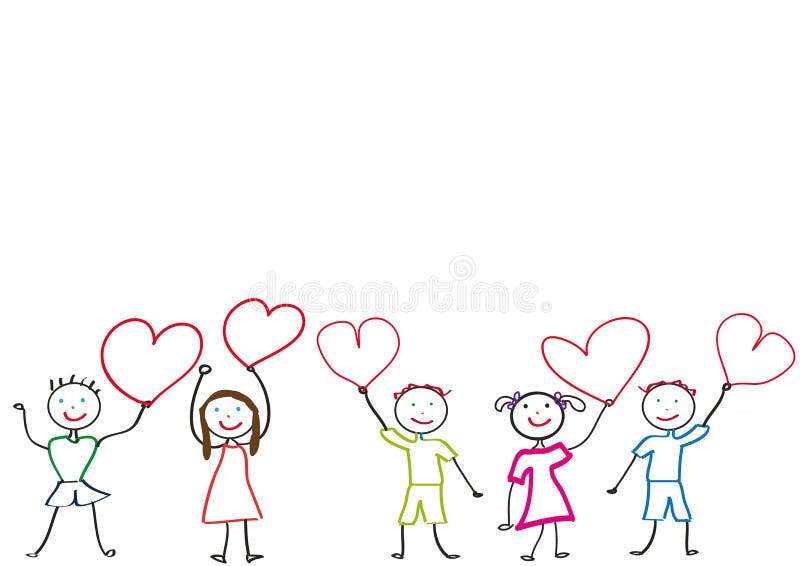 Hand Drawing Cartoon Happy Kids Stock Vector - Illustration of animated ...