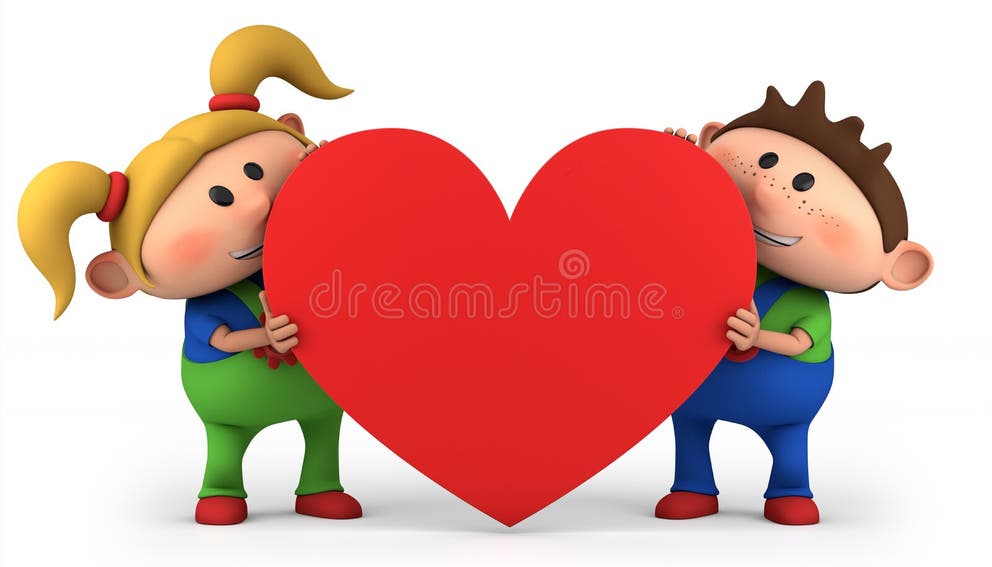 Kids with heart stock illustration. Illustration of colored - 23096478
