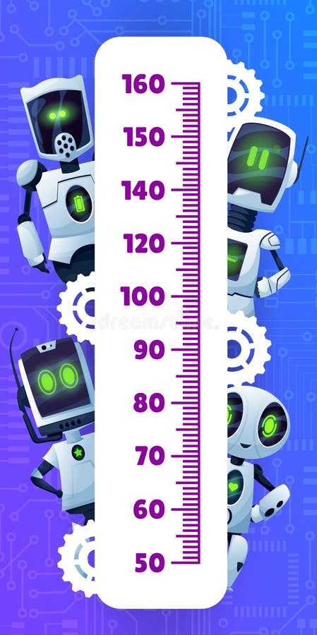 Kids Height Chart with Robots, Androids, Cyborgs Stock Vector ...