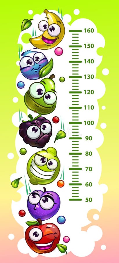 Kids Height Chart with Funny Cartoon Colorful Numbers. Stock Vector ...