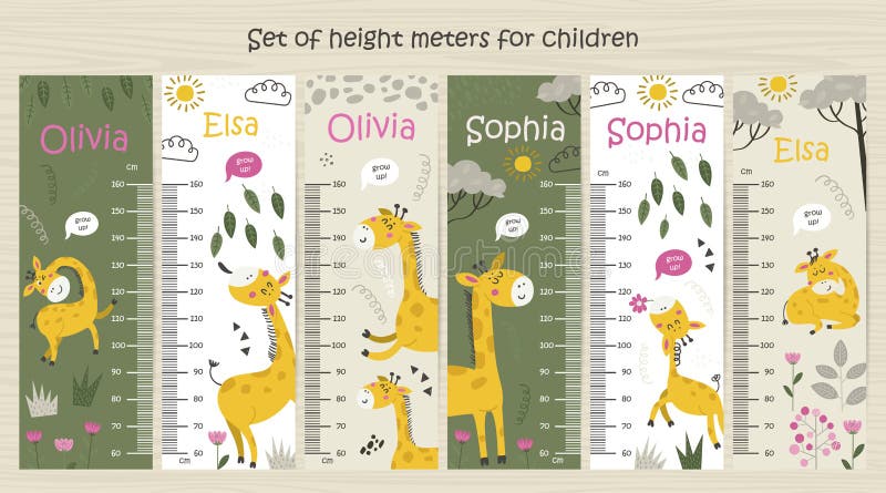 Kids Height Charts with Giraffes Stock Vector - Illustration of ...