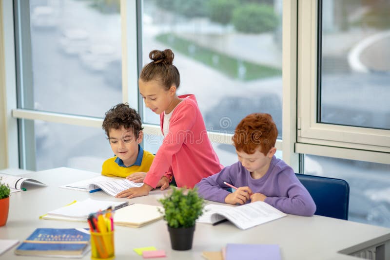 Kids Helping Each Other with the Home Task Stock Photo - Image of ...