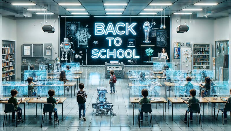 Kids in Hightech Classroom Learn with AI, Innovative Teaching Methods ...